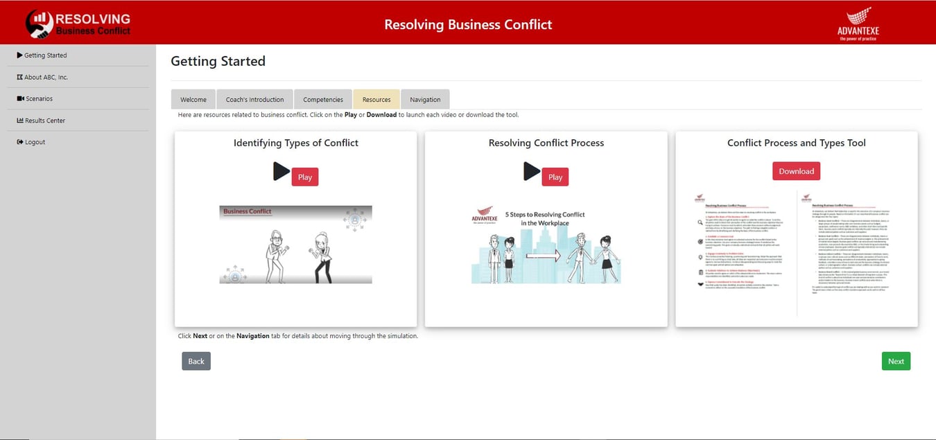 Resolving Business Conflicts Simulation